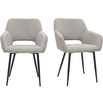 Miliboo St&uuml;hle aus taupefarbenem Cordstoff und schwarzem Metall (2er-Set) laurette