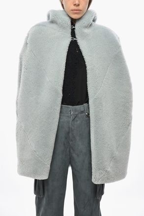 Rick Owens PORTERVILLE Cape aus Lammfell mit Kapuze Rick Owens