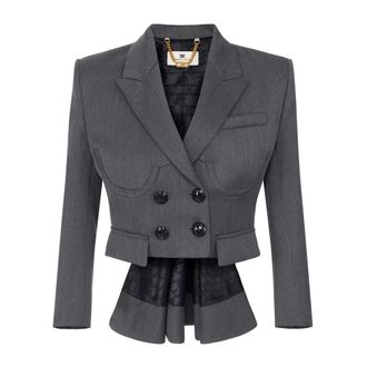 Elisabetta Franchi Cool Wool Jacket - - Jackets - Damen - Grau - S