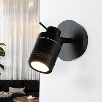 Licht-Erlebnisse Wandlampe Badezimmer IP44 mit Zugschalter Schwarz GU10 Metall verstellbar Retro Wandspot Spiegelleuchte Badleuchte