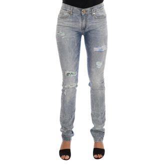 Versace Jeans Couture Torn Stretch Slim Fit Jeans - - Jeans - Damen - Grau - W26