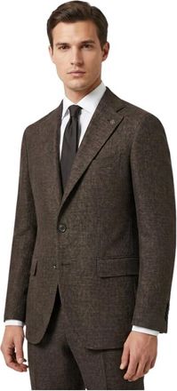 Tagliatore Homme, Vestes, Brun, Taille: 2XL Veste en Lin M&eacute;lang&eacute;