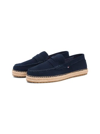 Tommy Hilfiger Espadrille TOMMY HILFIGER FLEXIBLE HILFIGER SDE ESPADRILLE, Herren, Gr. 44, dunkelblau, Veloursleder, Schuhe Espadrille, Sommerschuh, Slipper, Loafer 