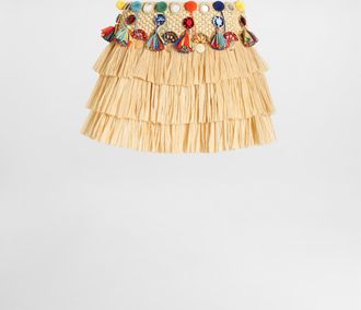 Dolce & Gabbana Minirock Aus Raffia Mit Applikationen - Frau R&ouml;cke Yellow 38