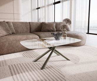 DELIFE Couchtisch Edge Boot 120x70 cm Keramik Minas Melange Sarity Metall Effektfinish Titan, Couchtische