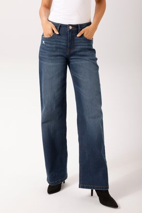 Aniston Straight-Jeans ANISTON CASUAL, Damen, Gr. 36, N-Gr, blau, Denim/Jeans, Obermaterial: 81% Baumwolle, 17% Polyester, 2% Elasthan, Destroyed-Effekte, lei