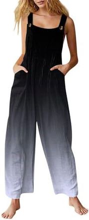Generic Combinaison Femme Chic Mariage Salopette Ample Décontractée pour Femmes avec Bretelles Réglables Poches Combishort de Travail (Gris,M)