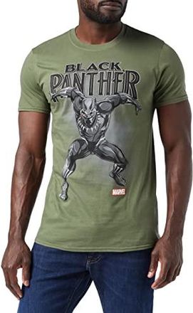 Black Panther Marvel RBMTS241_MIL (X-Large) Shirt, Vert Militaire, XL Mens