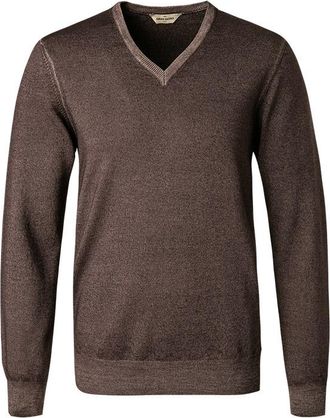 Gran Sasso Herren Pullover braun Merinowolle unifarben