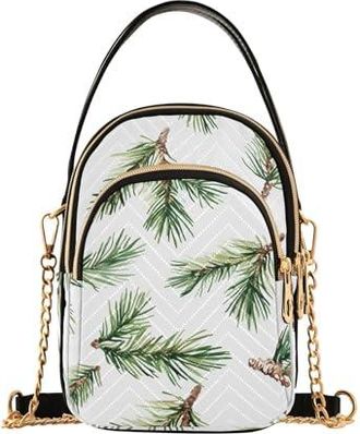 Mnsruu Sac à bandoulière pour femme avec motif branches de pin, feuilles darbre vertes, sac à main, petit sac à bandoulière avec sangle réglable