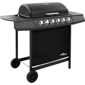 vidaXL Vidaxl - Barbecue gril &agrave; gaz avec 6 br&ucirc;leurs Noir