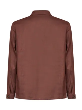 Hev&ograve; Mens Overshirt Specchiolla Linen Blend Brown Shirt