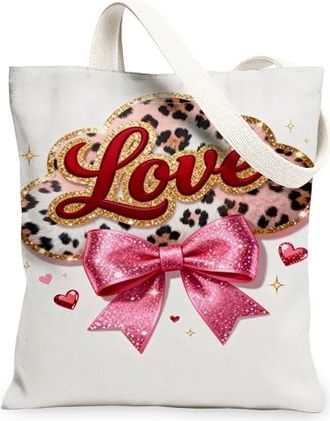 Generic Sacs fourre-tout en toile avec motif animal funky - R&eacute;utilisables - Pour la Saint-Valentin - &Eacute;l&eacute;gants - L&eacute;gers - Lavables - S, blanc, 13x15 Inch