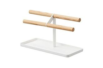 Yamazaki Tableware Yamazaki 5170 TOSCA Uhren- und Accessoire-Organizer, weiß, Stahl/Holz, minimalistisch, 24 x 10.5 x 13.5 cm