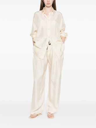 Barena Striped Viscose Trousers - Yellow
