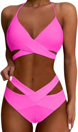 Generic Ensemble bikini deux pièces 2026 pour femme taille haute push-up maillot de bain enveloppant, RD2., XL