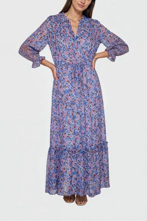 Gerard Darel Robe longue en imprim&eacute; fleurs abstraites et lurex - Lilas