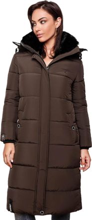 Marikoo Damen Winter Steppjacke Lang B936 [B936-Relizi-Dark-Choco-Gr.XXL]