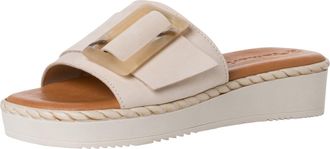 Tamaris Damen Plateau Mules Leder Keilabsatz Sommer; IVORY/beige; 36 EU