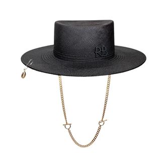 Ruslan Baginskiy Chapeau Fedora Perfor&eacute; - Femme - Accessoires - Noir - Taille: S