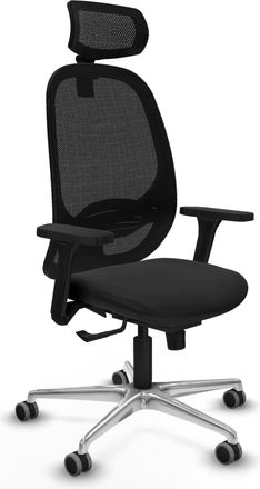 Piqueras y Crespo Schwarzer Stuhl aus Pc mit 3D-Armlehnen, h&ouml;henverstellbarer Lendenwirbelst&uuml;tze und h&ouml;henverstellbarem Kopfteil und Neigungsverstellung, ausgestattet m