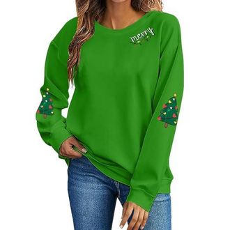 Generic Pull de Noël moche pour femme - Pull de Noël amusant et moche - Imprimé graphique festif - Manches longues - Style décontracté - Fêtes de vacances - C