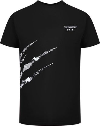 Plein Sport Kurzarm Rundhalsausschnitt Scratch Logo T-Shirt in Dunkelgrau
