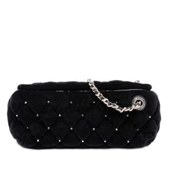 Chanel Pre-owned Sac pochette matelass&eacute; en velours - Femme - Pre-owned - Noir - Taille: ONE Size