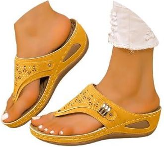 Generic Sandales orthop&eacute;diques pour femme, tongs compens&eacute;es avec soutien de la vo&ucirc;te plantaire pour femme, sandales &agrave; enfiler, coupe large, chaussures de plag