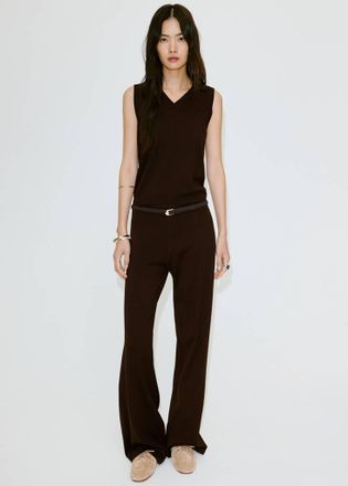 Mango Pantalon large maille fine chocolat - Femme - XXS - MANGO