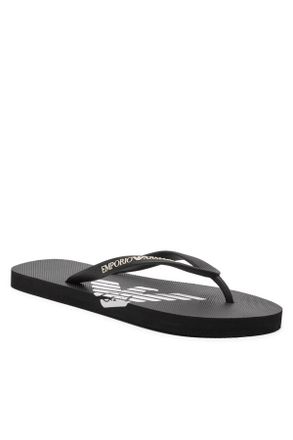 Emporio Armani Unisex Bold Eagle Logo Flops Flip-Flop, Black+White, 42