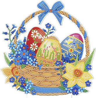 Railonch 5D DIY Ostern Diamond Painting, Hase Ostereier Handwerk Ornamente mit Aufsteller, Oster Deko Geschenk zum für Wand Und Eingang Dekoration ( 5)