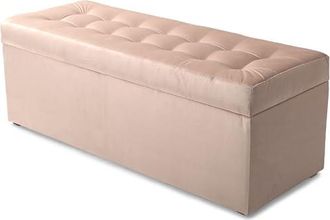 MG Design Pouf Coffre 45 × 120 cm Or Rose - Rangement 140 L, Charge 300 kg, Surface Douce, Entretien Facile - pour Salon, Chambre, entrée
