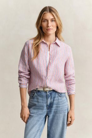 GANT Damen Regular Fit Leinen Bluse mit Streifen (46) MULTICOLOR