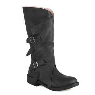 Generic Bottes de cowgirl western mi-mollet avec fermeture &eacute;clair lat&eacute;rale pour femme, chaussures d&eacute;contract&eacute;es pour lhiver, Noir, 39.5 EU