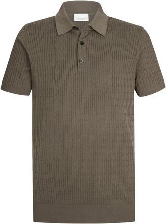 Profuomo Strick-Poloshirt mit Tencel in Zopfstrickmuster in