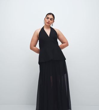 Forever New Martine - Robe longue dos nu &agrave; godets - Noir