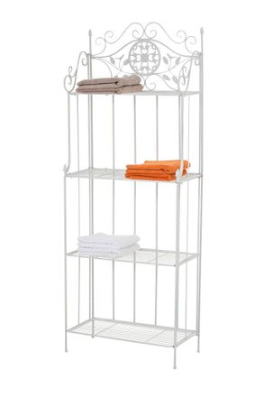 Clp Standregal Flora aus Eisen I Klappregal mit 4 Ablagefächern im Landhausstil I erhältlich, Farbe:weiß