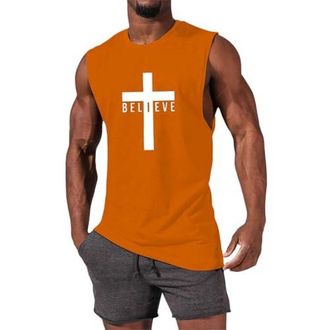 Generic Débardeurs de Sport pour Hommes Chemises Graphiques à Coupe Ample Chemises (Orange, XXXL)