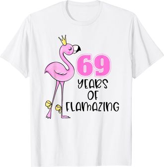 BDAZ 69 Years of Flamazing Flamingo Design Beach 69th Birthday T-Shirt