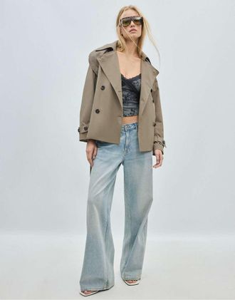 Stradivarius trench-coat mi-long beige-Neutre