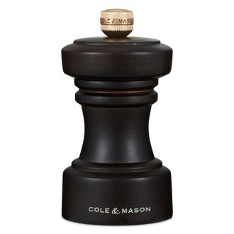 Cole & Mason Hoxton Pfefferm&uuml;hle aus Schokoladenholz, Precision+ Carbon-Mechanismus, kompakte Pfefferm&uuml;hle mit einstellbarem Mahlgrad, Buchenholz, 104 mm, Gew&uuml;rzm&uuml;