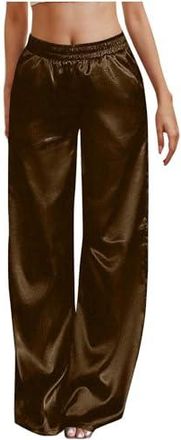 Generic Pantalon &agrave; paillettes pour femme - Taille basse - M&eacute;tallique - Y2K - Streetwear - Mode - F&ecirc;te - Tenue de rave - Pantalon disco - Couleur unie - Jambes