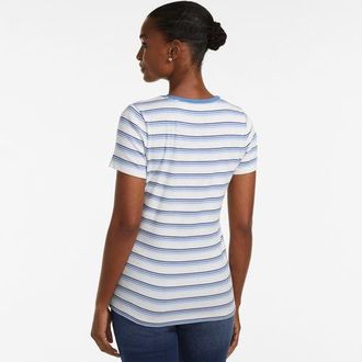 Lands End Feinripp-Shirt mit Rundhalsausschnitt und kurzen &Auml;rmeln, Damen, Gr&ouml;&szlig;e:40-42 regular, Wei&szlig;, Baumwolle/Elasthan, by Lands End