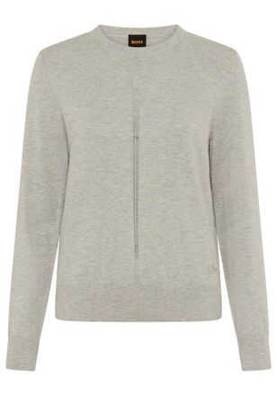 HUGO BOSS Strickpullover Finguine Premium Damenmode mit Ajour-Dekor, Rundhalsform