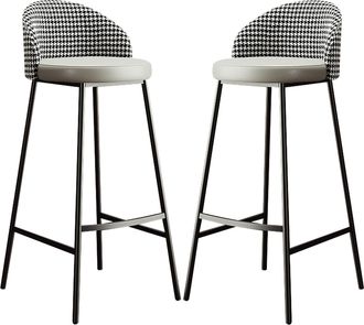 Generic Barhocker, Barhocker in Tresenh&ouml;he aus Kunstleder mit niedriger R&uuml;ckenlehne und Fu&szlig;st&uuml;tze, K&uuml;cheninsel-Barhocker, einfache Montage, 66/76 cm