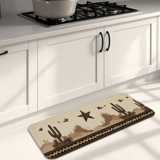 Generic Rustikale Vintage-Küchenmatten für Boden, Kaktus-Design, weiche Matten, gepolstert, bequem, waschbar, rutschfest, Dekor-Teppiche für Küche, Waschbecke