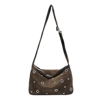 Generic Sac &agrave; bandouli&egrave;re r&eacute;tro en daim synth&eacute;tique pour femme, multi-usage, polyvalent, rivet, grande capacit&eacute;, voyage, rendez-vous, shopping, vert militaire