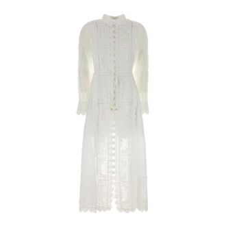 Zimmermann Robe midi Aster brod&eacute;e - Femme - Robes - Blanc - Taille: 42 FR