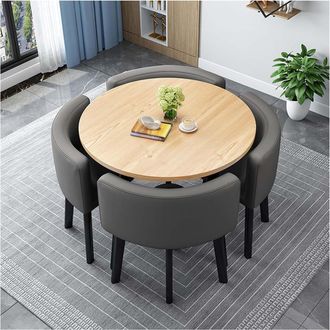 Generic Eingebauter Tisch und Stuhl. Kleiner, quadratischer runder Konferenztisch mit 4 St&uuml;hlen, for den Einsatz in Gesch&auml;ften, Besprechungen und kleinen Vera